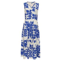Vivance Damen Maxikleid, creme-blau bedruckt, Gr&ouml;&szlig;e 38