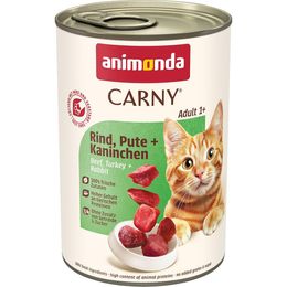 animonda Carny Adult Rind, Pute und Kaninchen Katzen-Nassfutter ohne Zucker & Soja 6x400g