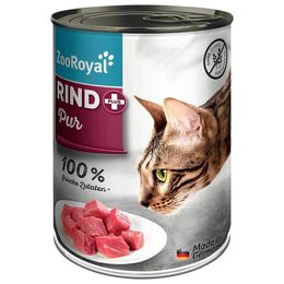 ZooRoyal Katze Rind + pur Katzen-Nassfutter getreidefrei 6x400g
