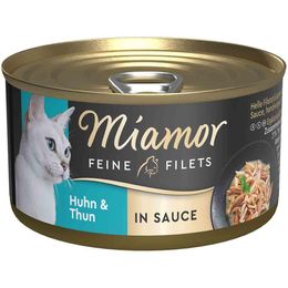 Miamor Feine Filets in Sauce Huhn & Thun Katzen-Nassfutter ohne Getreide 48x85g