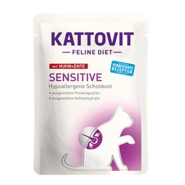 Kattovit Sensitive Huhn + Ente Katzen-Nassfutter hypoallergene Schonkost 24x85g