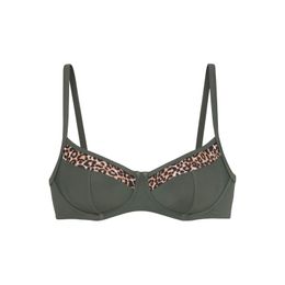 Lascana Damen B&uuml;gel-Bikini-Top, oliv-leo, Gr&ouml;&szlig;e 36C