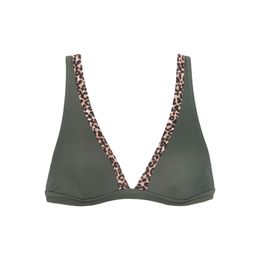 Lascana Damen Triangel-Bikini-Top, oliv-leo, Gr&ouml;&szlig;e 32A/B