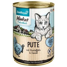 ZooRoyal Minkas Naturkost Pute mit Kartoffeln Katzen-Nassfutter getreidefrei 12x400g