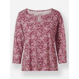 WITT Damen Print-Shirt mit Ausschnitt mit Schlitz, bordeaux-bedruckt, Gr&ouml;&szlig;e 40