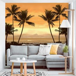 Bilderwelten Tapete - Fototapete Strand - Caribbean Sunset I - Wandtapete Schlafzimmer Wohnzimmer modern - auch kleisterfrei