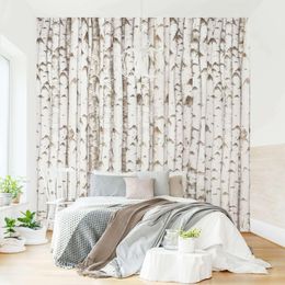 Bilderwelten Tapete - Fototapete Birken 3D Birkenwald - Birkentapete - Wald Baumst&auml;mme Wald B&auml;ume Vliestapete, Schlafzimmer Wohnzimmer K&uuml;che