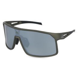 Adidas Sport SP0124 ALKATOR | Herren-Sonnenbrille | Fassung: Vollrand, Monoscheibe, Kunststoff, Gr&uuml;n Dunkel | Glasfarbe: Grau Verlaufend