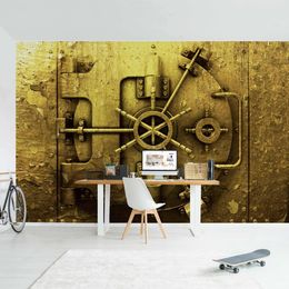 Bilderwelten Fototapete Vliestapete modern 3D-Effekt einzigartig - Golden Safe - Deko Wohnzimmer Schlafzimmer
