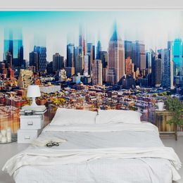 Bilderwelten Tapete - Fototapete Skyline - Manhattan Skyline Urban Stretch - New York Skyline - Schlafzimmer Wohnzimmer - auch selbstklebend