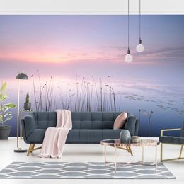 Bilderwelten Tapete - Fototapete Idylle am See - Blick Natur Sonnenuntergang Vliestapete D&uuml;nen Strand Himmel Sonnenaufgang Schlafzimmer Wohnzimmer