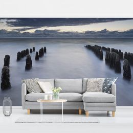 Bilderwelten Tapete - Fototapete Strand - Holzbuhnen in der Nordsee auf Sylt - Wandtapete Schlafzimmer Wohnzimmer modern - auch selbstklebend