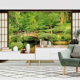 Bilderwelten Tapete Natur Landschaft - Fototapete Lake View - Br&uuml;cke - Wandtapete Bildtapete Schlafzimmer Wohnzimmer - auch selbstklebend