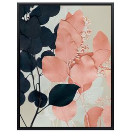 Bilderwelten Leinwandbild - Hochformat Bl&auml;tter Indigo & Rouge I