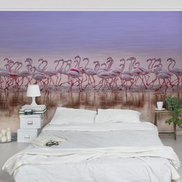 Bilderwelten Tapete Tiere Tropuical - Fototapete Flamingo Party - Schlafzimmer Wohnzimmer modern auch selbstklebend