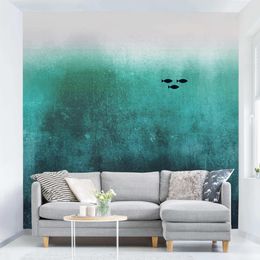 Bilderwelten Fototapete Tiere modern Wandtapete petrol - Fische in der Tiefsee - Fische Wohnzimmer Schlafzimmer