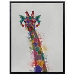 Bilderwelten Leinwandbild - Hochformat Regenbogen Splash Giraffe