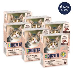 Bozita H&auml;ppchen in Sauce mit H&uuml;hnchenleber Katzen-Nassfutter getreidefrei 6x370 g