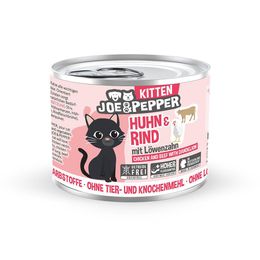 Joe & Pepper Cat Kitten Huhn & Rind mit L&ouml;wenzahn Katzen-Nassfutter getreidefrei 6x200g