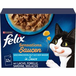 FELIX Sensations Saucen Geschmacksvielfalt aus dem Wasser Katzen-Nassfutter ohne k&uuml;nstliche Aroma- und Farbstoffe 12x85g