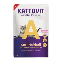 Kattovit Vital Care Anti Hairball Pouches Katzen-Nassfutter mit Lachs 24x85g