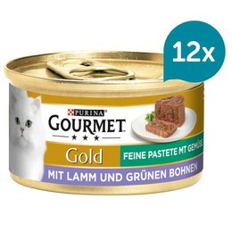 Gourmet Gold Feine Pastete mit Gem&uuml;se, Lamm und gr&uuml;ne Bohnen Katzen-Nassfutter Alleinfuttermittel 12x85g