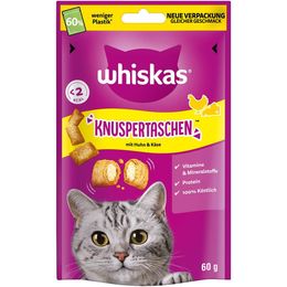 whiskas Knuspertaschen Huhn & K&auml;se Katzensnacks weniger als 2 kcal pro St&uuml;ck 3x60 g