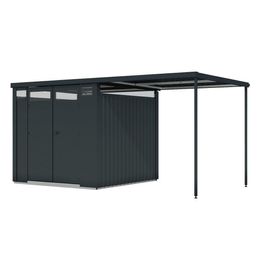 Karibu Metall-Ger&auml;tehaus mit Anbaudach - 448x229,5x218cm - anthrazit -