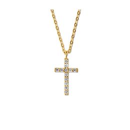 Tchibo - 375 Gold Kette Kreuz - wei&szlig;
