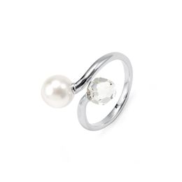 Tchibo - Ring verziert mit Glasperle und Glaskristall - Damen - Gr. 17 - silber