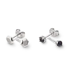 Tchibo - 925 Silber Ohrstecker Set Hexagon - schwarz
