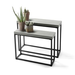 Tchibo - 2er-Set Konsolentische mit Beton-Tischplatte - 85x31x65,5cm - schwarz -