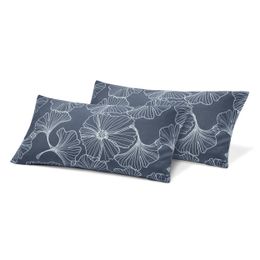 Tchibo - 2 Biber-Kopfkissenbez&uuml;ge - blau
