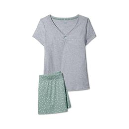 Tchibo - Shorty-Pyjama - Damen - Gr. M - wei&szlig;/gepunktet