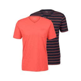 Tchibo - 2 T-Shirts mit V-Ausschnitt - Herren - Gr. XXL - dunkelblau/gestreift