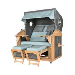 DeVries Teak-Strandkorb - 134x252x145cm - grau -