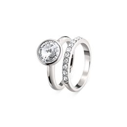Tchibo - Ringe veredelt mit Kristallen von Swarovski - Damen - Gr. 17 - silber