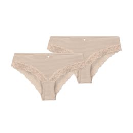 Tchibo - 2 Brazil-Slips - Damen - Gr. L - beige/gestreift