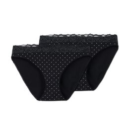 Tchibo - 2 Slips - Damen - Gr. XL - schwarz/gepunktet