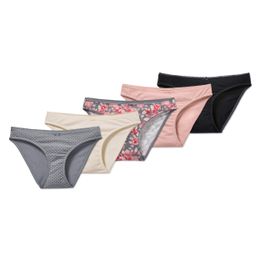 Tchibo - 5 Slips - Damen - Gr. S - wei&szlig;/print
