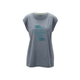 Tchibo - Sportshirt mit &raquo;Ocean&laquo;-Schriftzug - Damen - Gr. S - blau/print