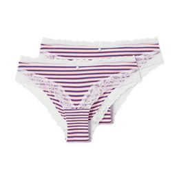 Tchibo - 2 Brazilslips - Damen - Gr. M - wei&szlig;/gestreift
