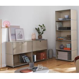 Tchibo - Sideboard Metall &raquo;Cn3&laquo; mit 2 versetzbaren Klappenf&auml;chern - 152x40x82,5cm - taupe -