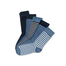 Tchibo - 5 Paar Socken - Herren - Gr. 44-46 - dunkelblau/gestreift