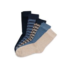 Tchibo - 5 Paar Socken - Herren - Gr. 41-43 - dunkelblau/gestreift