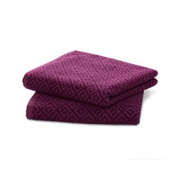 Tchibo - 2 Jacquard-Handt&uuml;cher - dunkelrosa