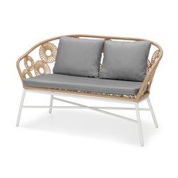 Tchibo - Bank mit Blumenmuster - 117x55x78cm - beige -