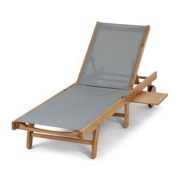 Tchibo - Liege &raquo;Lenja&laquo; mit ausziehbarem Tabletttisch - 195x63,5x30cm - hellgrau -