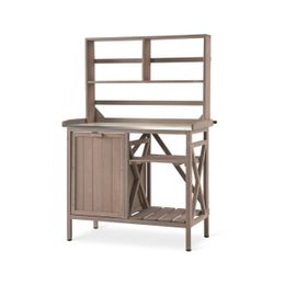 Tchibo - Pflanztisch &raquo;Jonte&laquo; mit Abfallbeh&auml;lter und Regal - 94,5x48,5x142cm - silber -