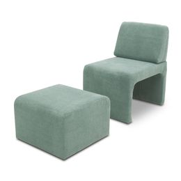 DOMO collection Sessel mit Hocker &raquo;Bergen&laquo; - 54x70x82cm - Mint -